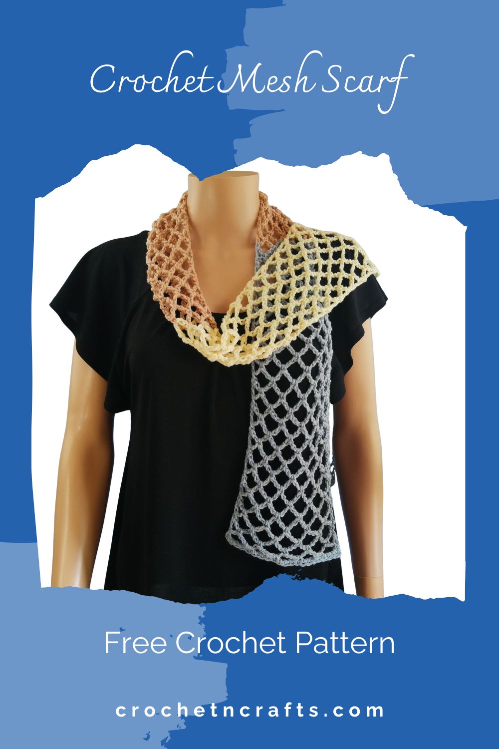 Diamond Mesh Crochet Scarf Pattern - CrochetNCrafts