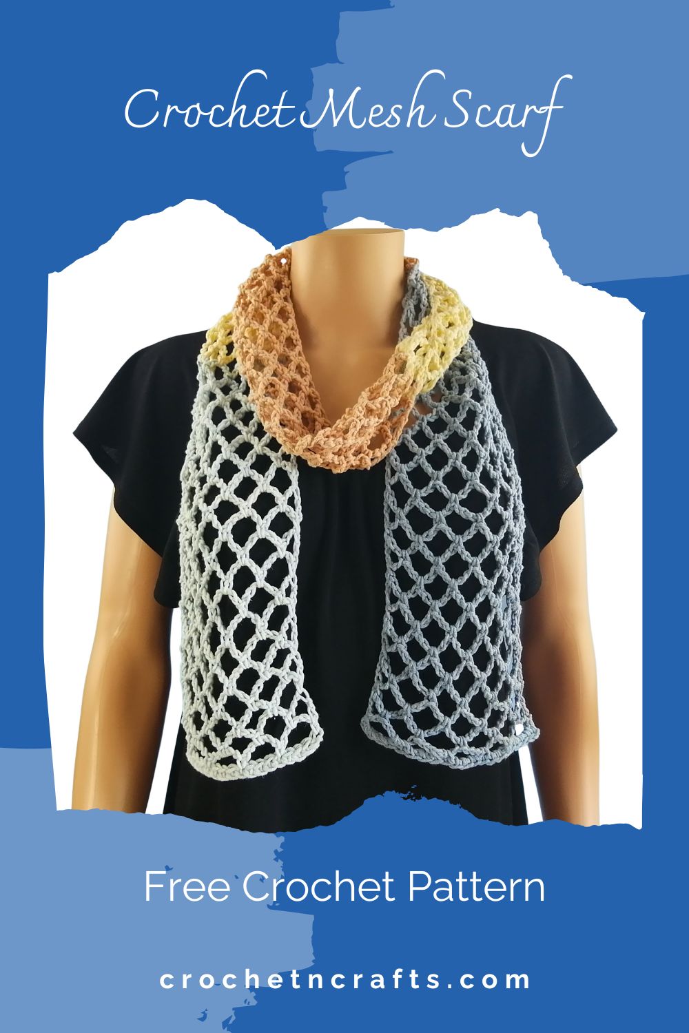 Diamond Mesh Crochet Scarf Pattern - CrochetNCrafts