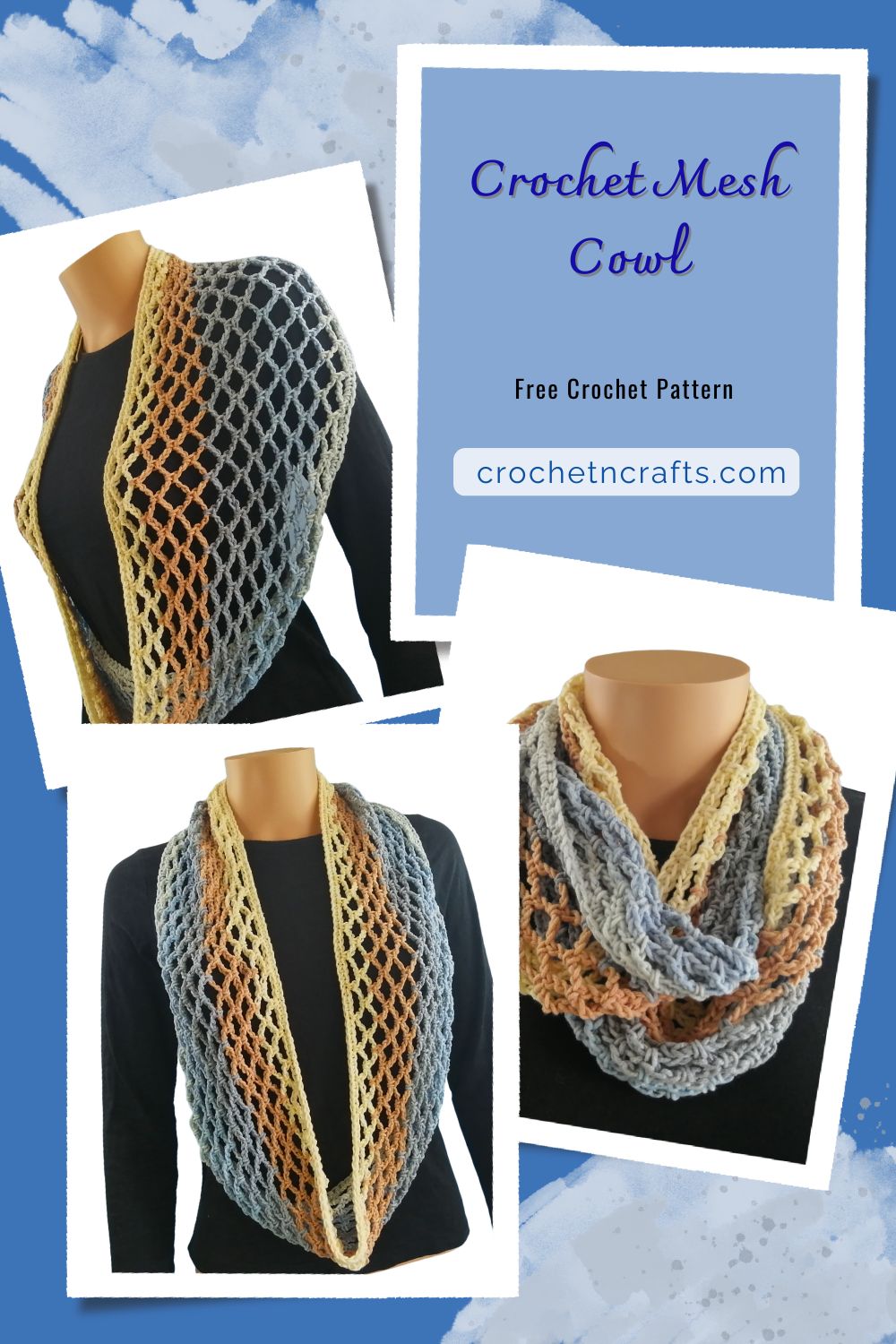 Crochet Diamond Mesh Cowl Pattern - CrochetNCrafts