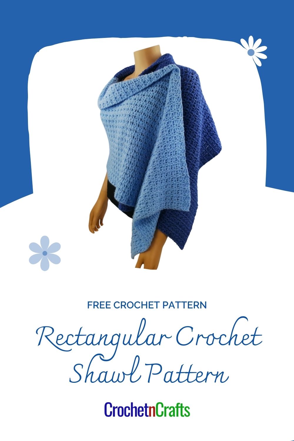 Pretty Simple Rectangular Crochet Shawl Pattern - CrochetNCrafts