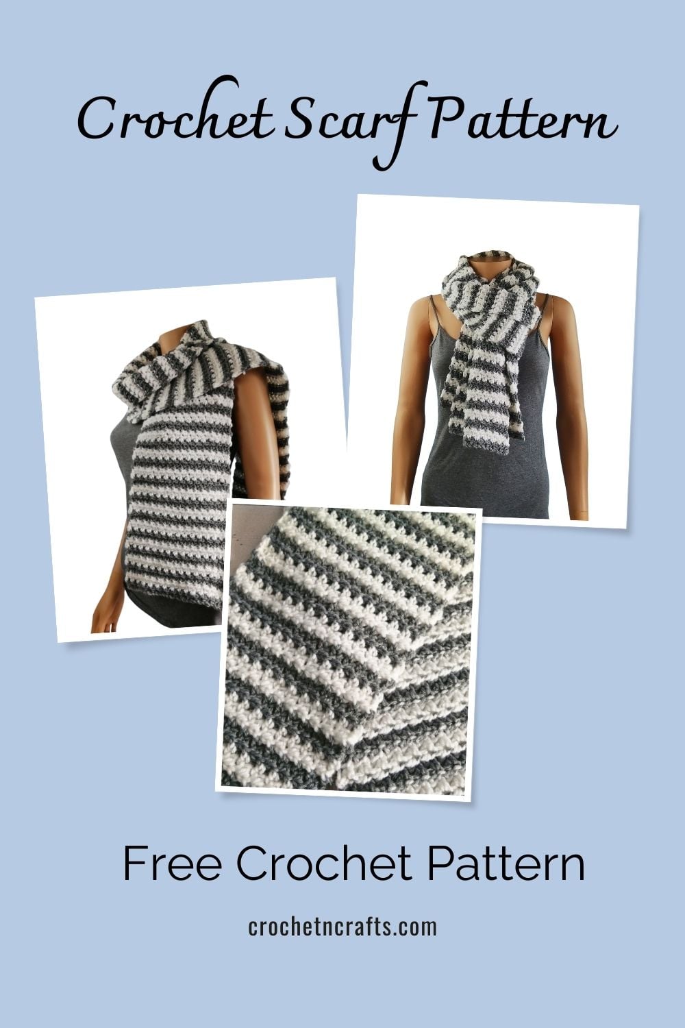 Alternating Crunch Stitch Crochet Scarf Pattern - CrochetNCrafts