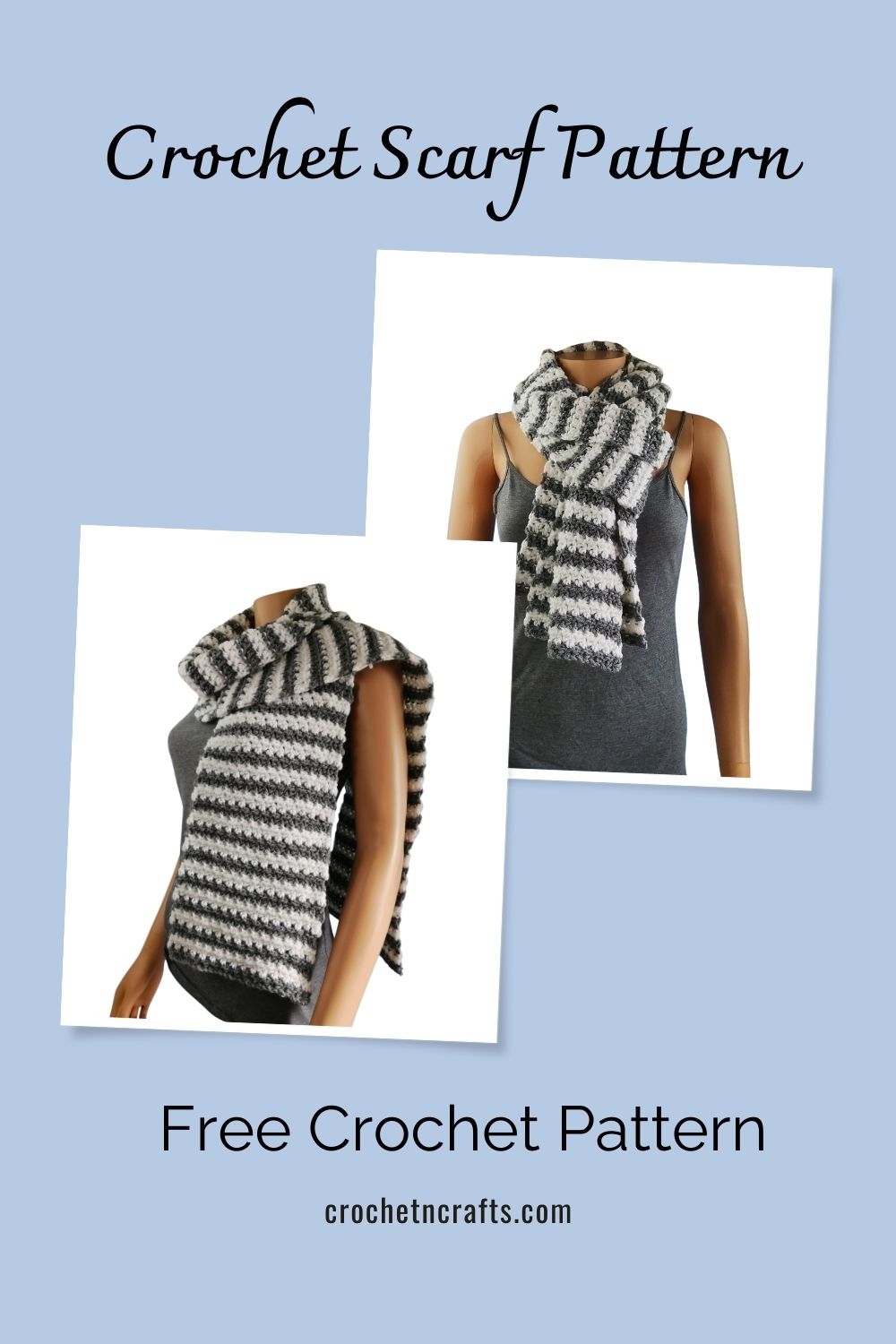 Alternating Crunch Stitch Crochet Scarf Pattern - CrochetNCrafts