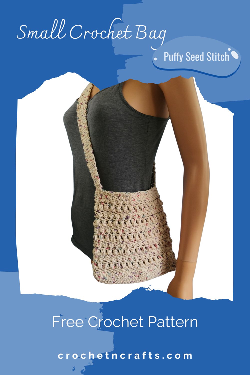 Small Crochet Bag Pattern - Puffy Seed Stitch - CrochetNCrafts