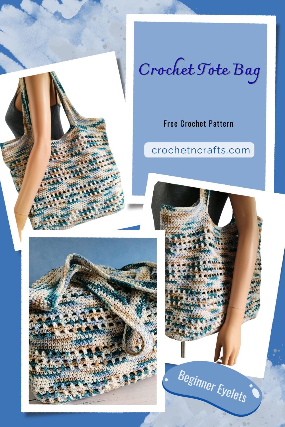 Easy Crochet Tote Bag Pattern for Beginners - Beginner Eyelets ...