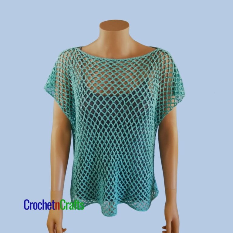 Oversized Crochet Diamond Mesh Top - CrochetNCrafts
